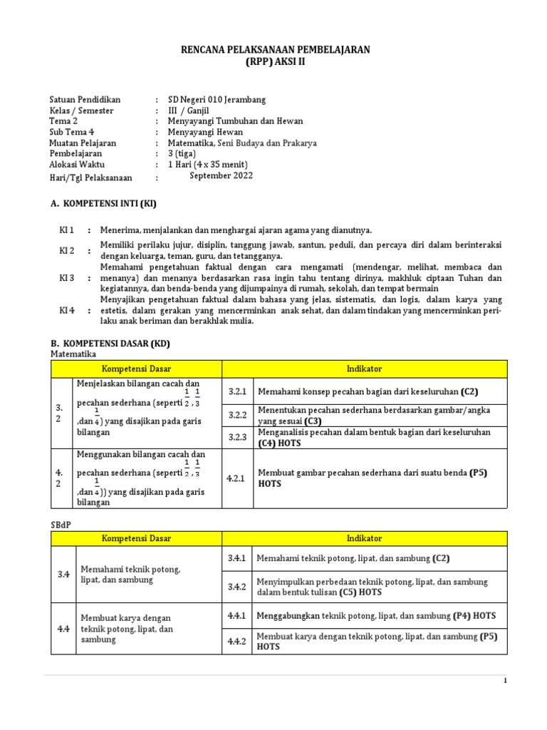 RPP Kelas III | PDF