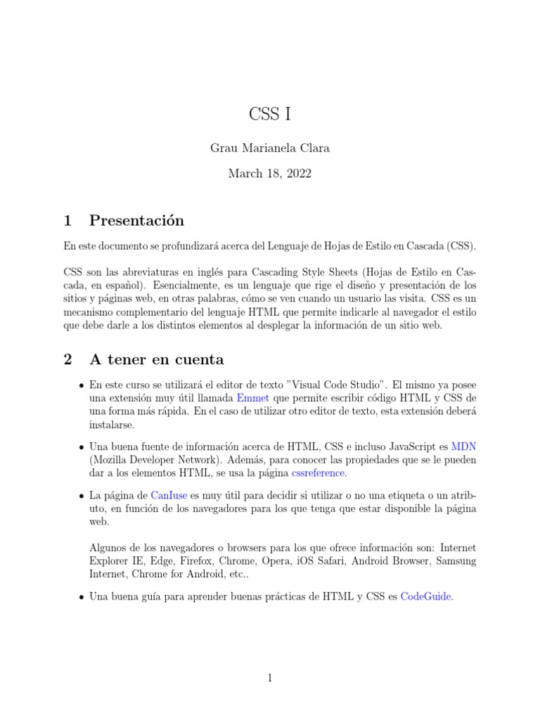 CSS1 | PDF | HTML | Internet