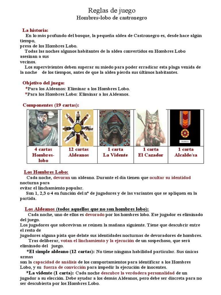 Reglas de Juego Hombres Lobo de Castronegro | PDF | Hombres lobo