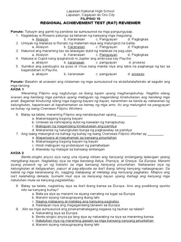Rat Filipino Reviewer | PDF