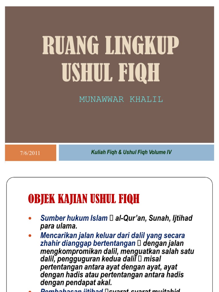 Ruang Lingkup Ilmu Ushul Fiqh | PDF