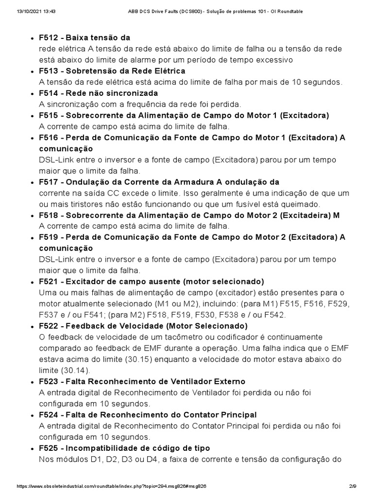 ABB (DCS800) - Solução de Problemas | PDF | Motores | Corrente elétrica