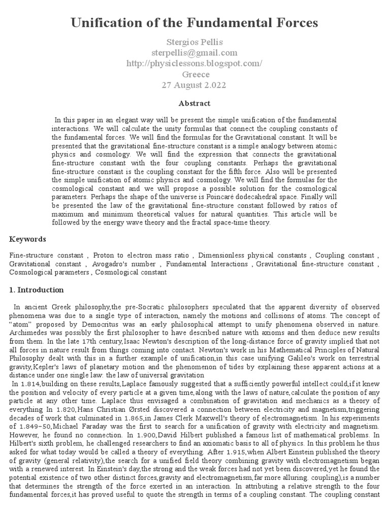 Unifying Fundamental Forces in Physics | PDF | Fundamental Interaction ...
