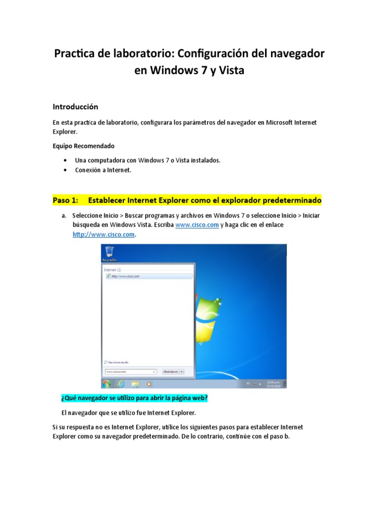 Practica 3 - Configuración Del Navegador en Windows 7 | PDF ...