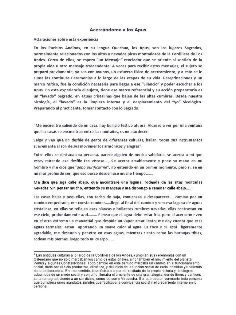 Experiencia Guiada Acercándome A Los Apus | PDF | Andes | Montañas