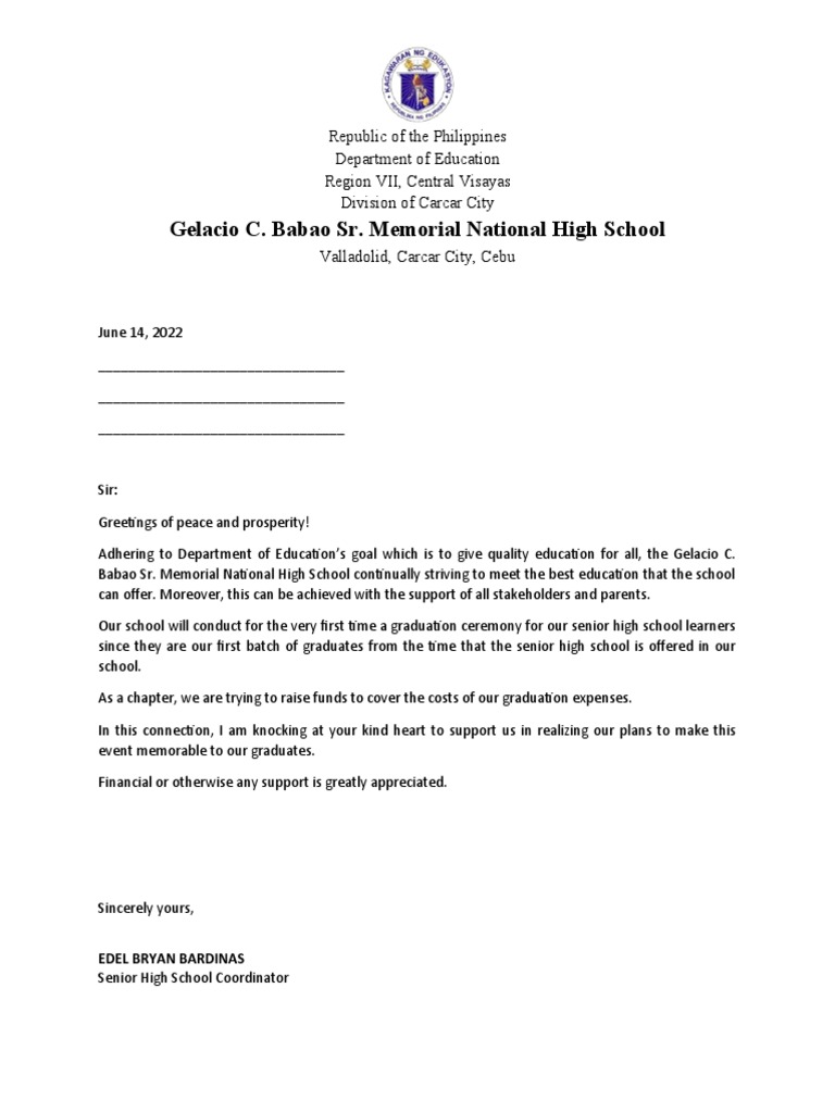 Solicitation Letter | PDF | Career & Growth | Social Science