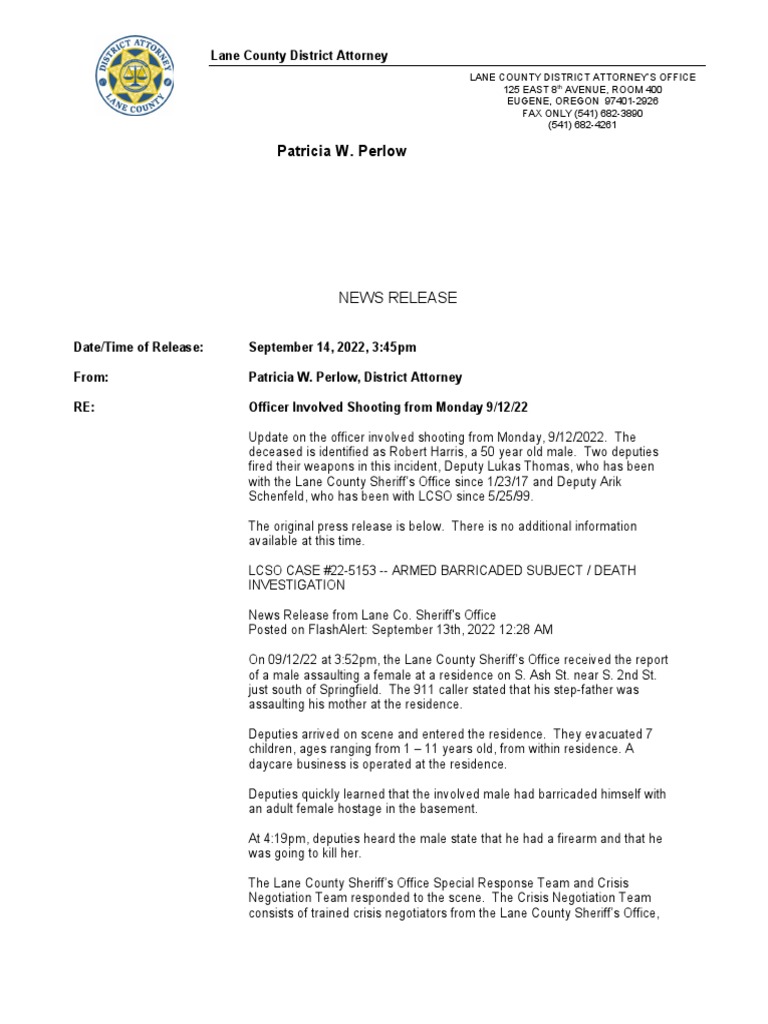 Officer-Involved Shooting Update | PDF | Police | Paramedic