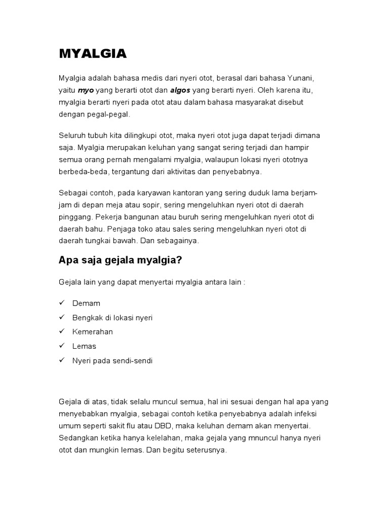 MYALGIA | PDF