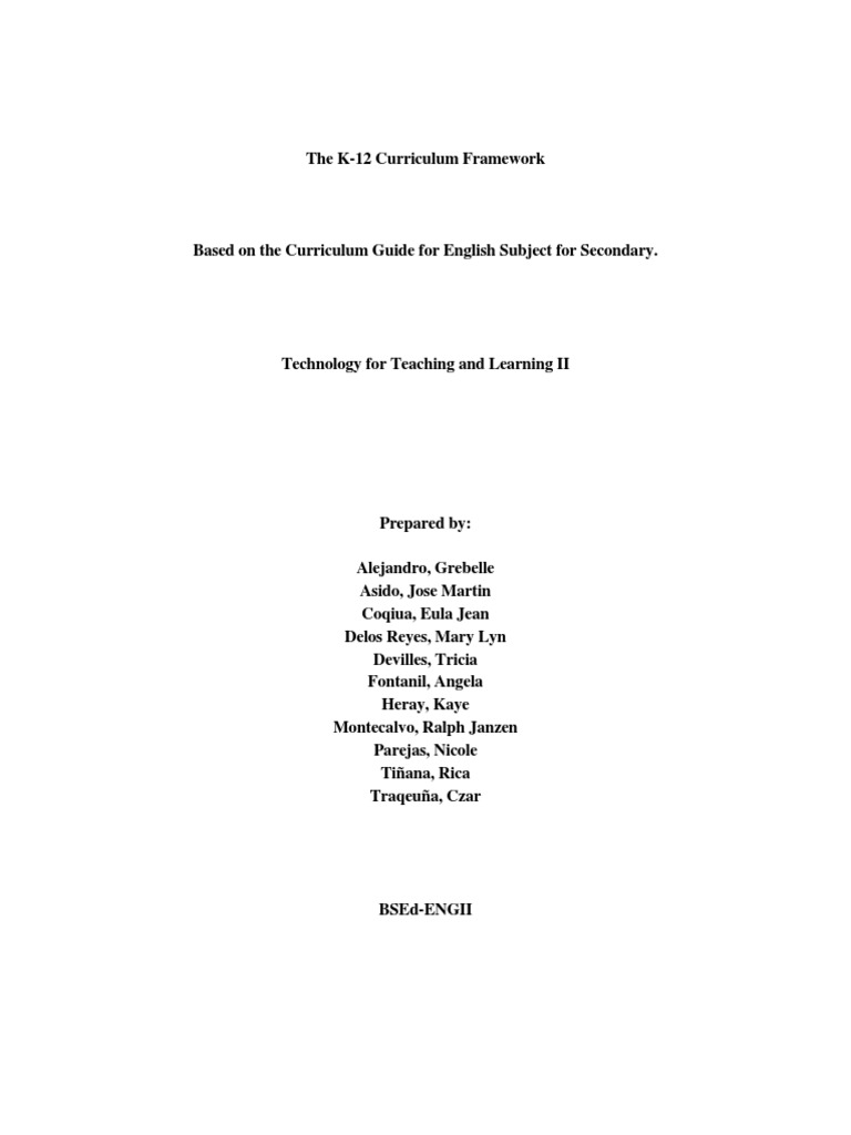 The K 12 CG - English - Majors | PDF | Educational Technology | Learning