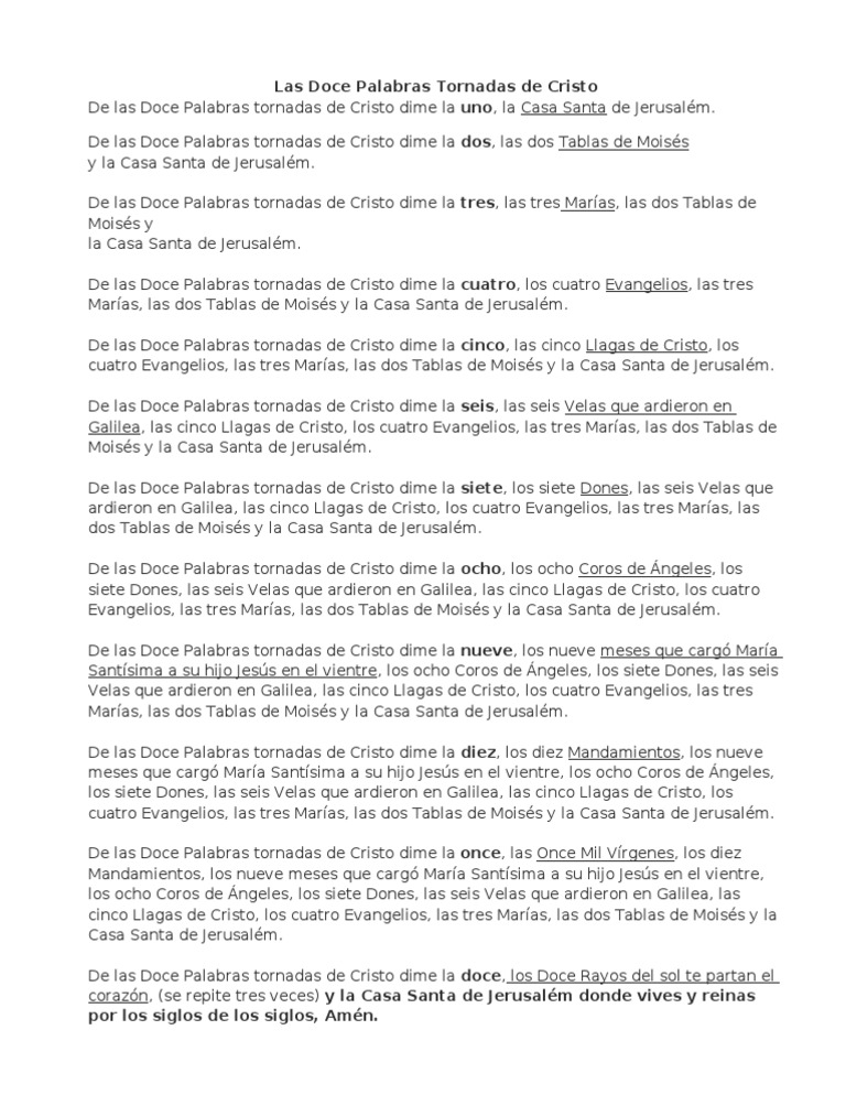 Las Doce Palabras Tornadas de Cristo | PDF | Jesús | Cristo (título)