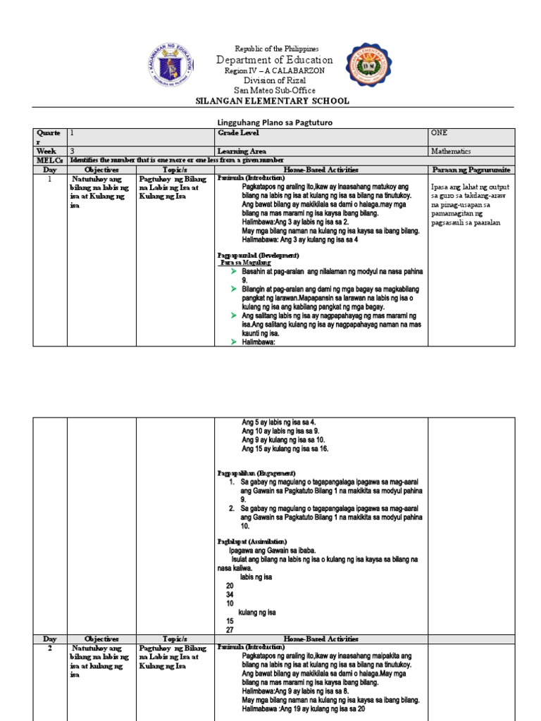 WLP - Q1 Week 3 Math | PDF