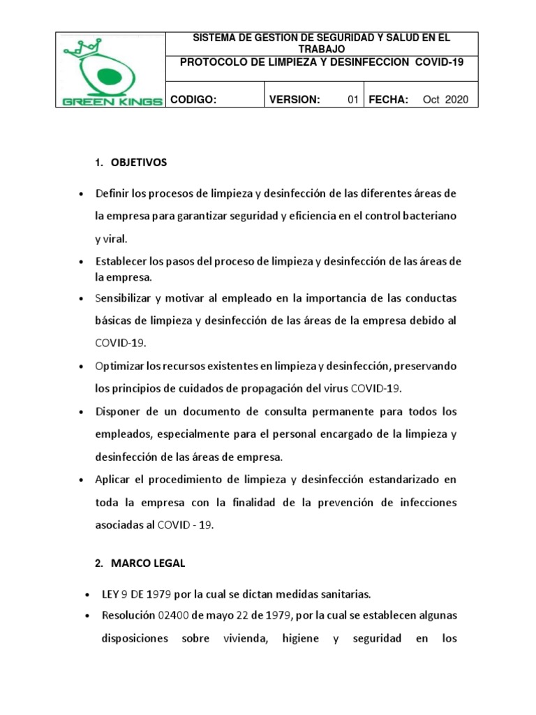 Anexo Protocolo de Limpieza y Desinfección de Áreas y Superficies | PDF | Microorganismo | Business