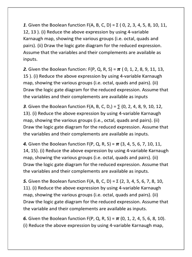 Question - Set (K-Map) | PDF | Teaching Mathematics | Boolean Algebra Question - Set (K-Map) | PDF | Teaching Mathematics | Boolean Algebra
