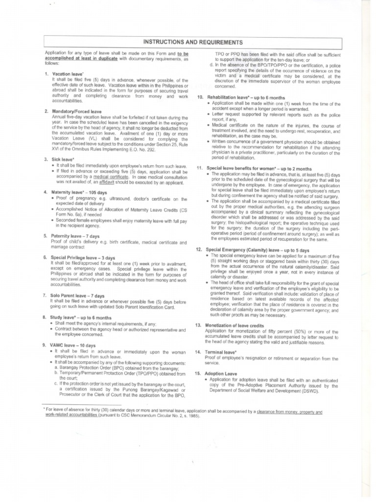 Application For Leave Back | PDF