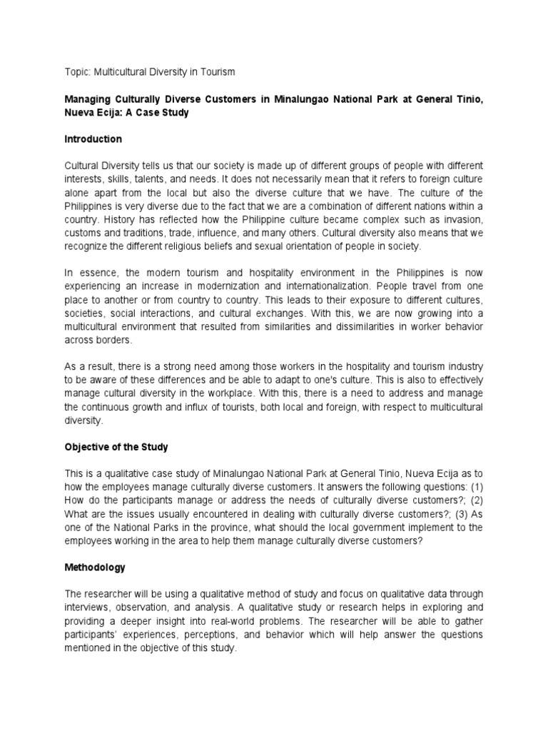 Case Study (Multicultural Diversity in Tourism) | PDF | Qualitative Research | Tourism