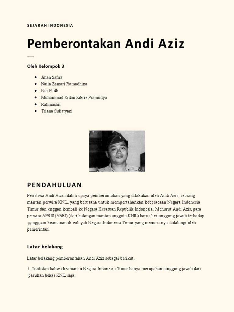 Latar Belakang Pemberontakan Andi Azis | PDF