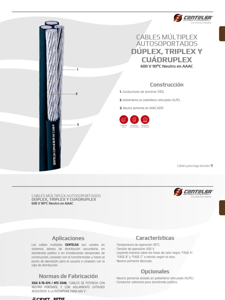 CABLES - PARA - BAJA - TENSION - CABLES - MULTIPLEX - AUTOSOPORTADOS ...