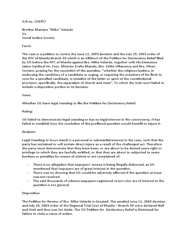 GR No 159357 - Velarde Vs SJS | PDF | Law