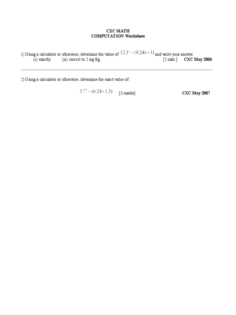 Computation Practice - CXC Questions | PDF | Computers