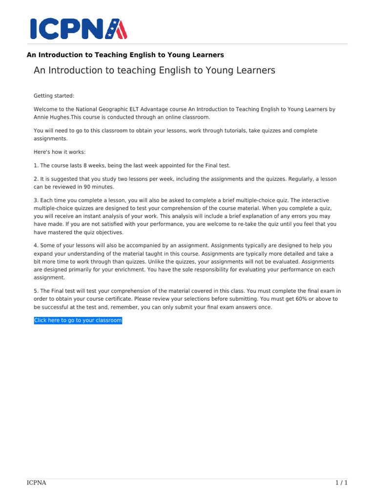 Teaching English to Young Learners Course | PDF