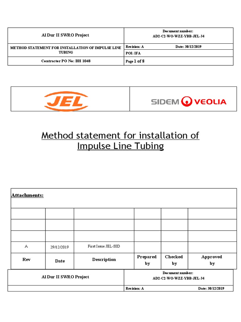MS For Impulse Line | PDF | Pipe (Fluid Conveyance) | Safety