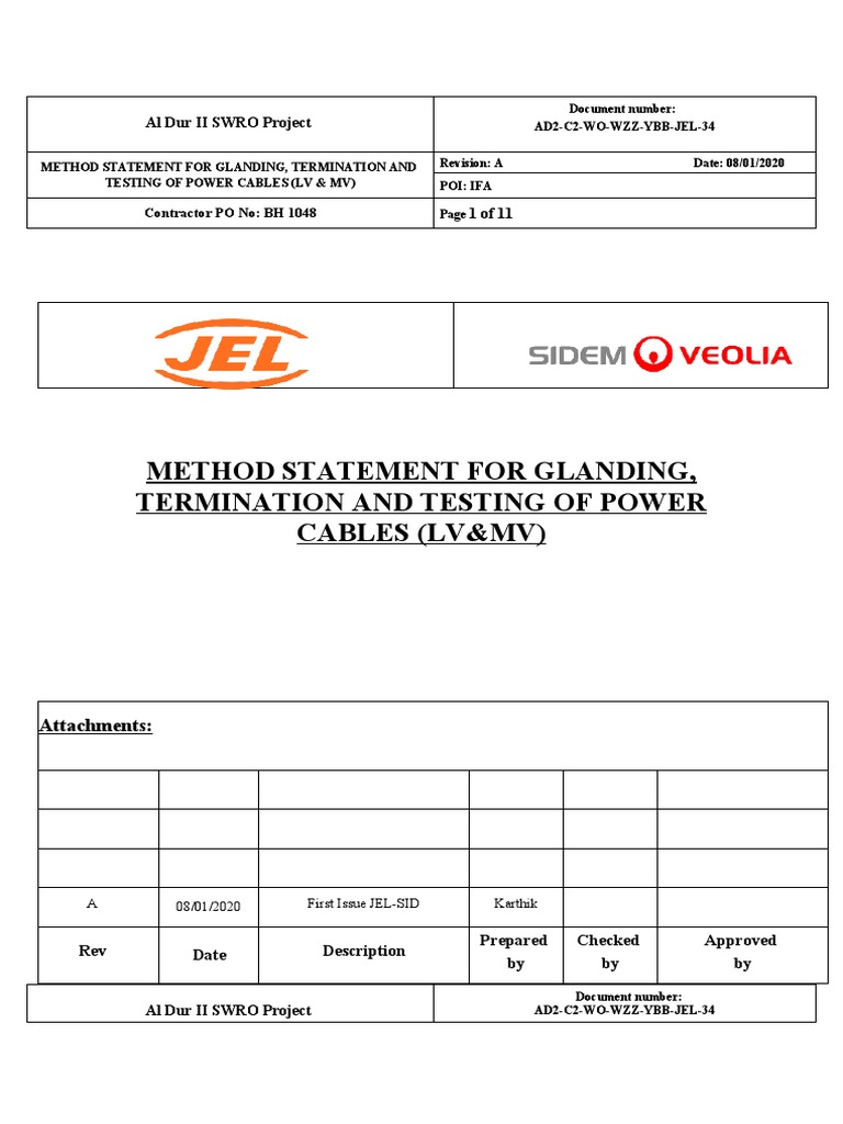 MS For Cable Glanding and Termination | PDF | Pipe (Fluid Conveyance ...