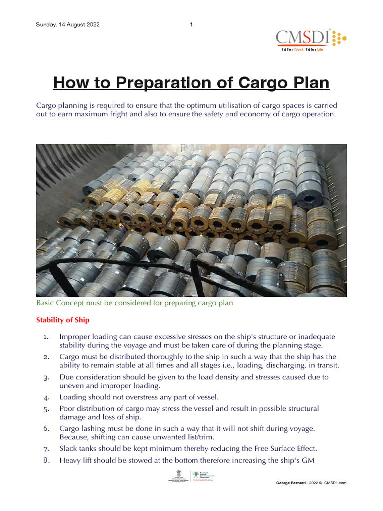 How To Preparation of Cargo Plan | PDF | Ships | Cargo