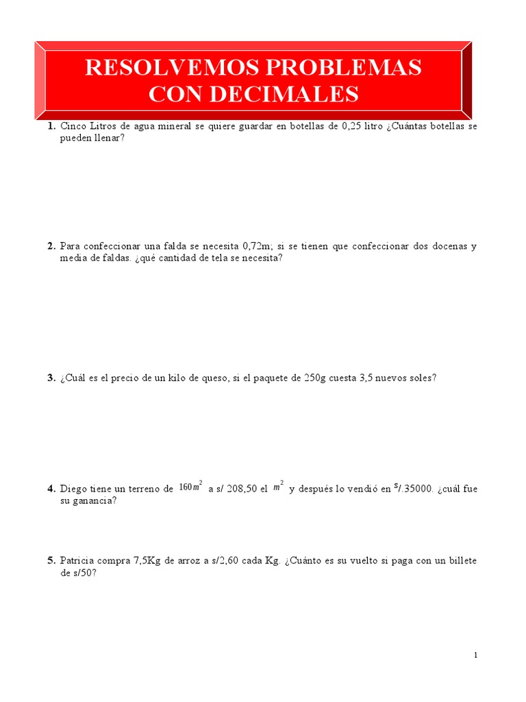 Ejemplos-de-Problemas-con-Numeros-Decimales-para-Sexto-de-Primaria | PDF