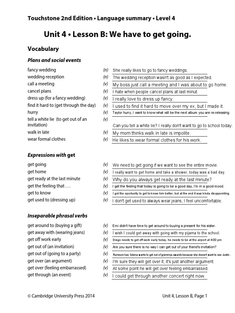 Lesson B Unit 4 | PDF | Object (Grammar) | Verb