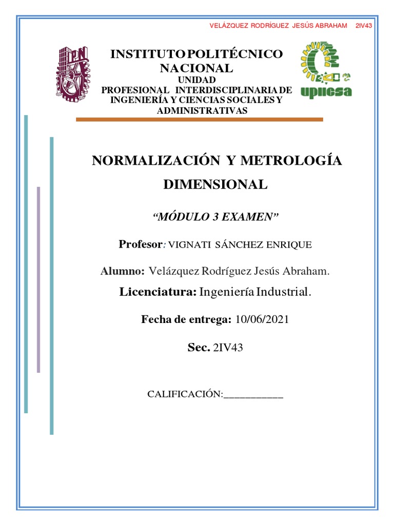 Examen de Metrología Dimensional IPN | PDF | Engranaje