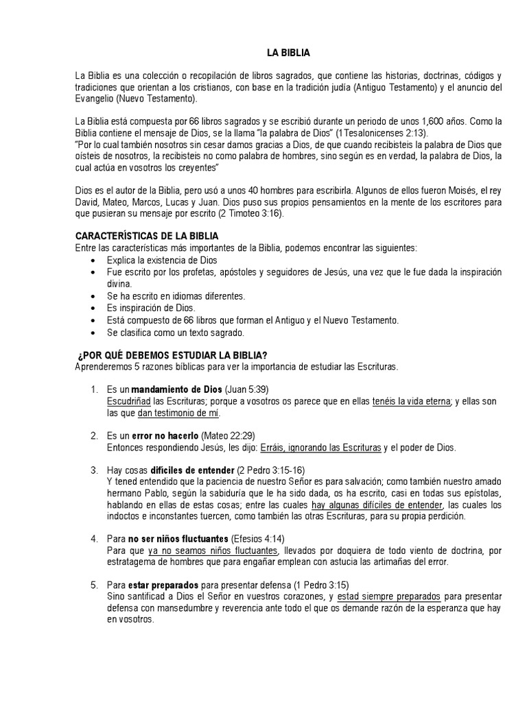 Importancia de Estudiar la Biblia | PDF | Biblia | Dios