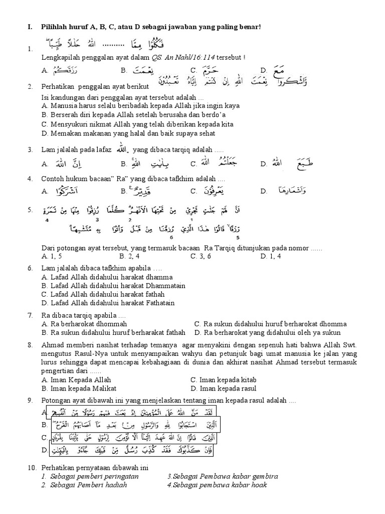 Soal Pendidikan Agama Islam | PDF | Agama & Spiritualitas