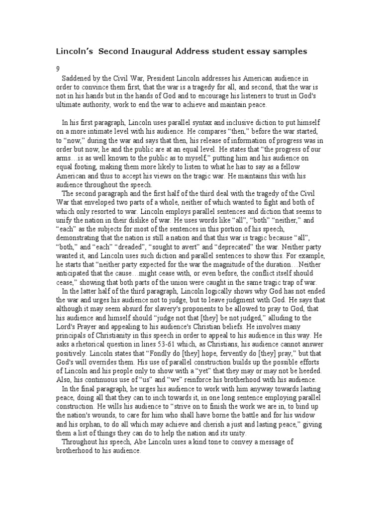 Lincoln 2nd Inauguration Prompt Samples | PDF | Abraham Lincoln | Prayer