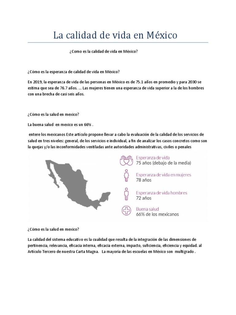 La Calidad de Vida en México | PDF
