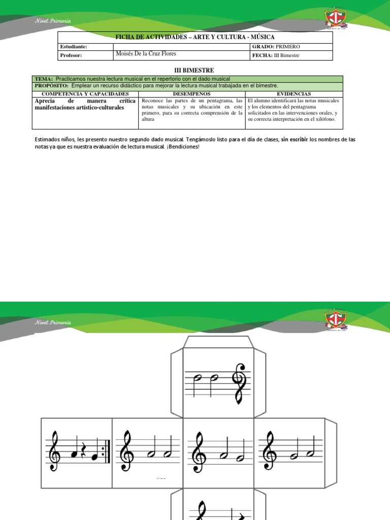 Dado Musical 2 1ro | PDF | Artes del Lenguaje y Comunicación | Estudios ...