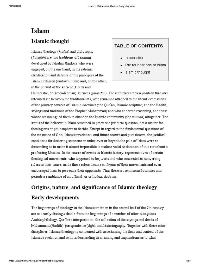 Britannica - Islamic Thought | PDF | Shia Islam | Isma'ilism