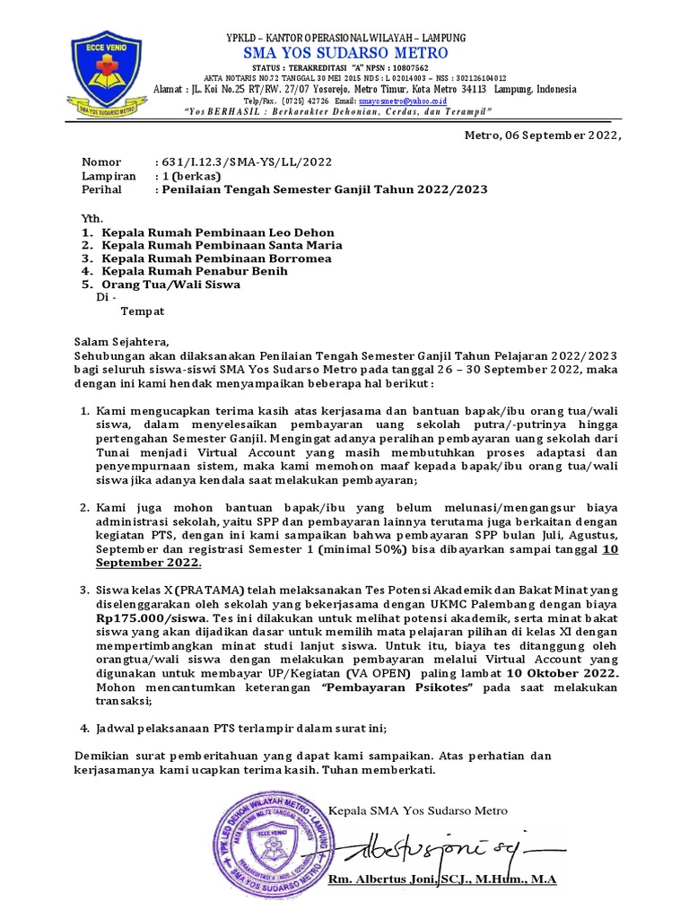 Pemberitahuan PTS Ganjil 2022. | PDF