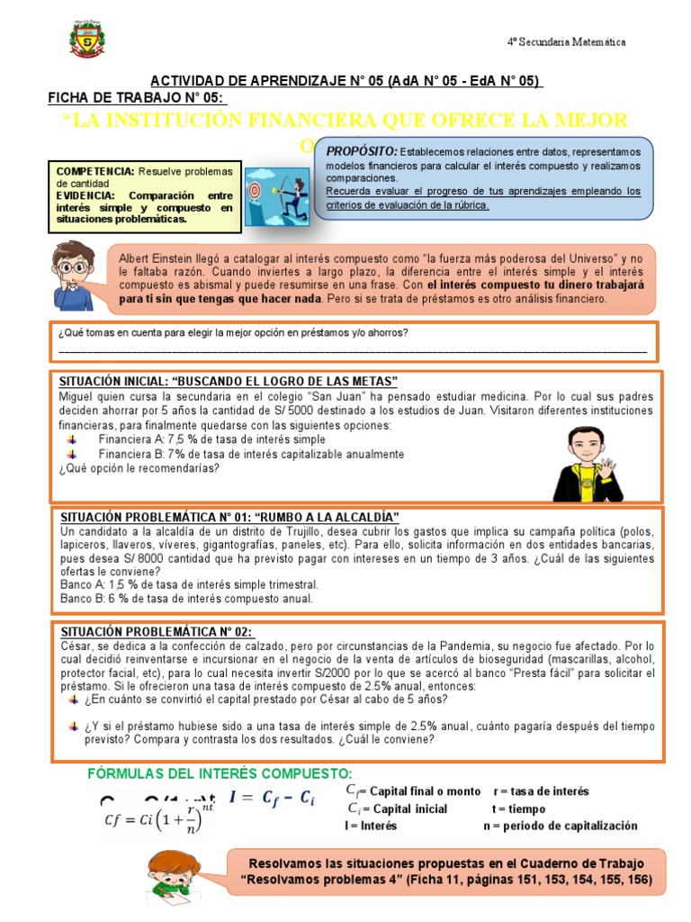Ficha de Trabajo 5 Ada 5 Eda 5 | PDF | Bancos | Economias