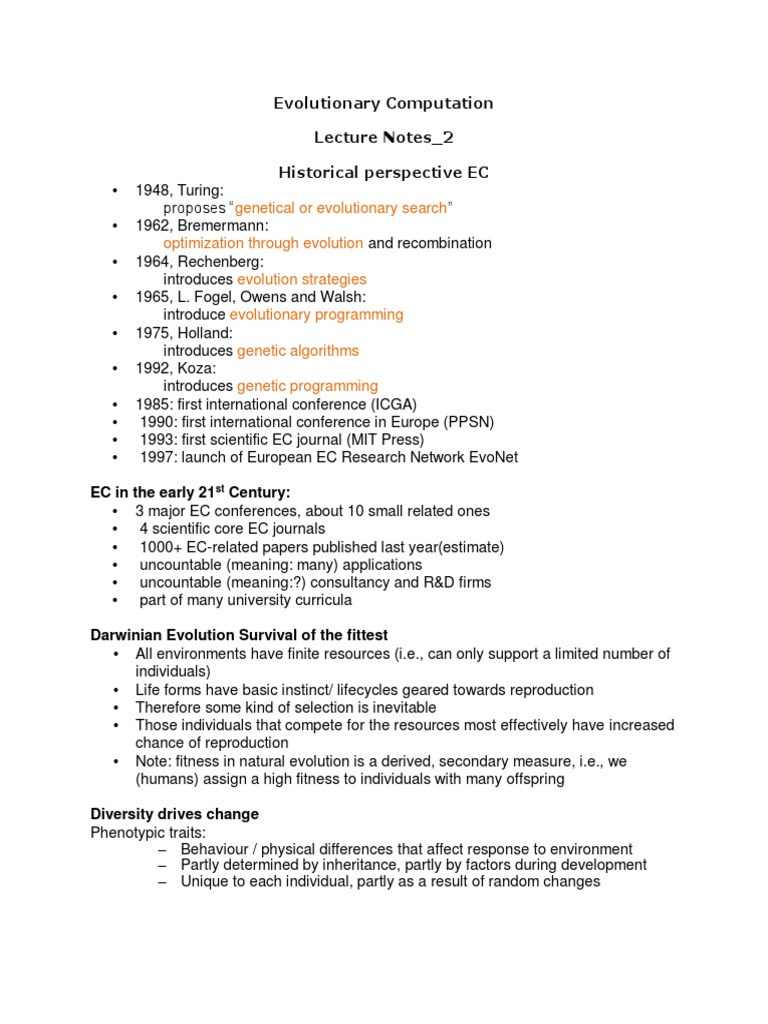 Ec Notes 2 Pdf Genetic Algorithm Genetics