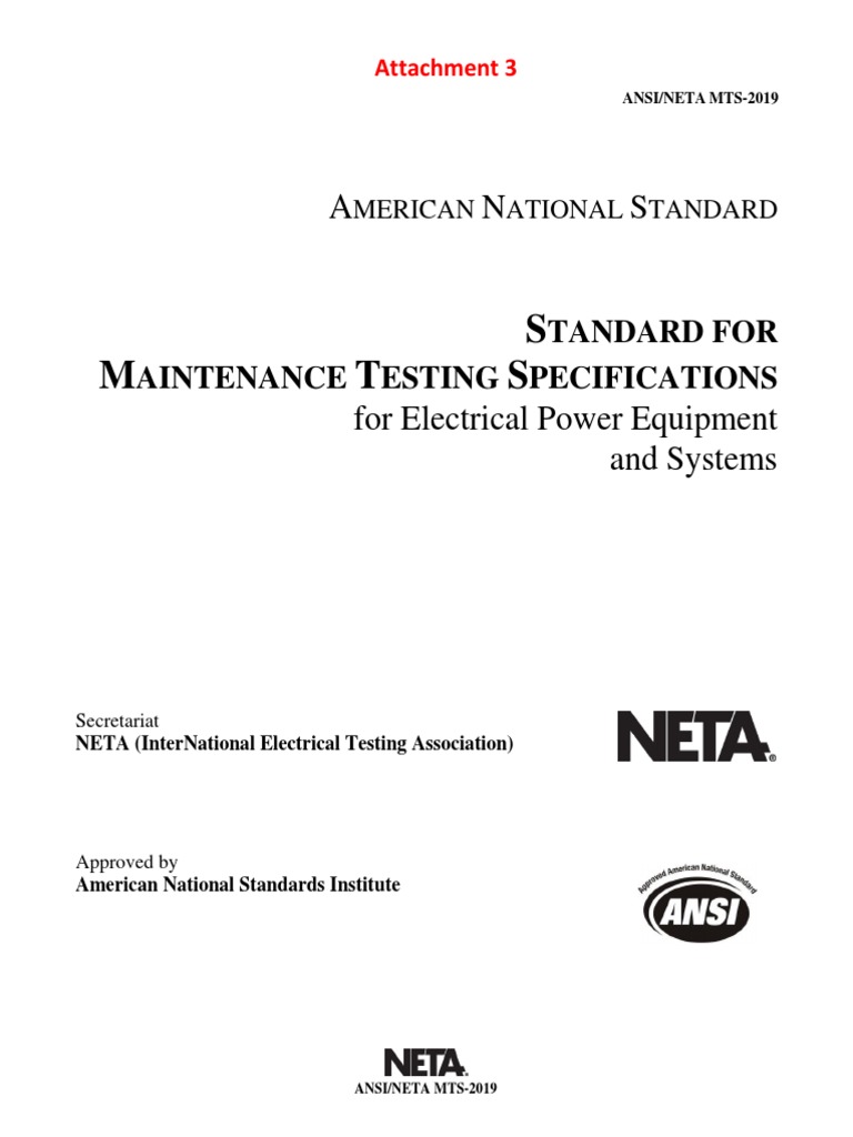 ANSI NETA - MTS 2019 - Part 3A | PDF | Screw | Insulator (Electricity)