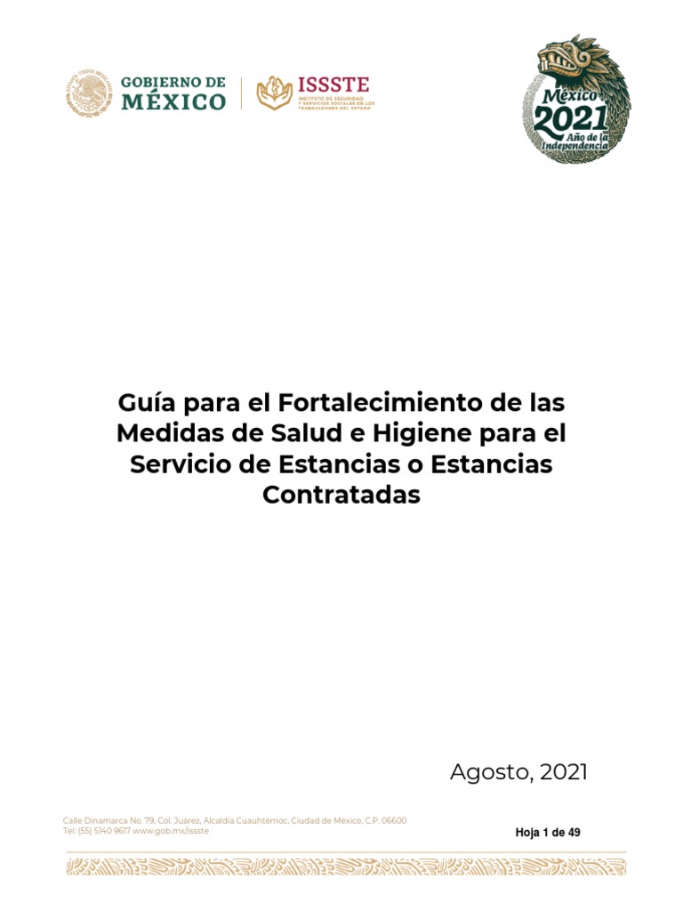 Guía Fortalecimiento De Las Medidas De Salud E Higiene En Las Estancias