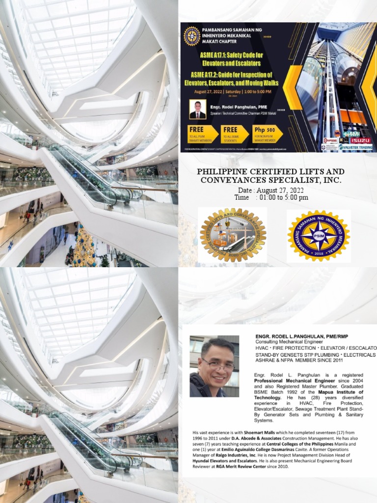 PSIM Makati ASME CODES A17.1 & A17.2 PDF | PDF | Elevator | Transport