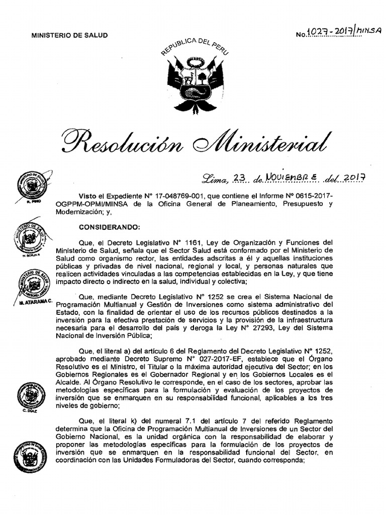 Rm-1027-2017-Minsa | PDF