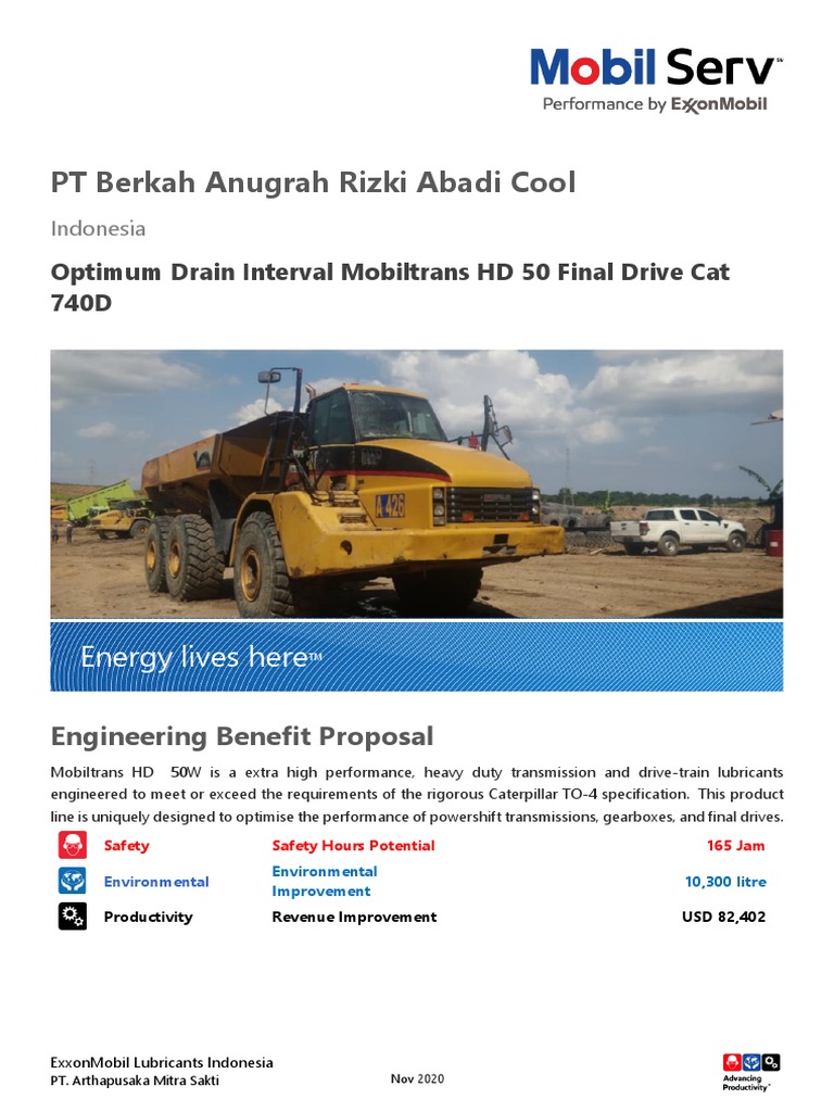 PT. Berkah Anugerah Rizky Abadi Cool - Engineering Benefit Proposal - Mobiltrans HD 50W | PDF ...