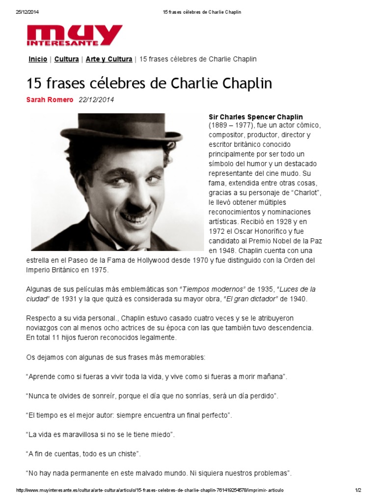 15 Frases Célebres de Charlie Chaplin | PDF | Charlie Chaplin