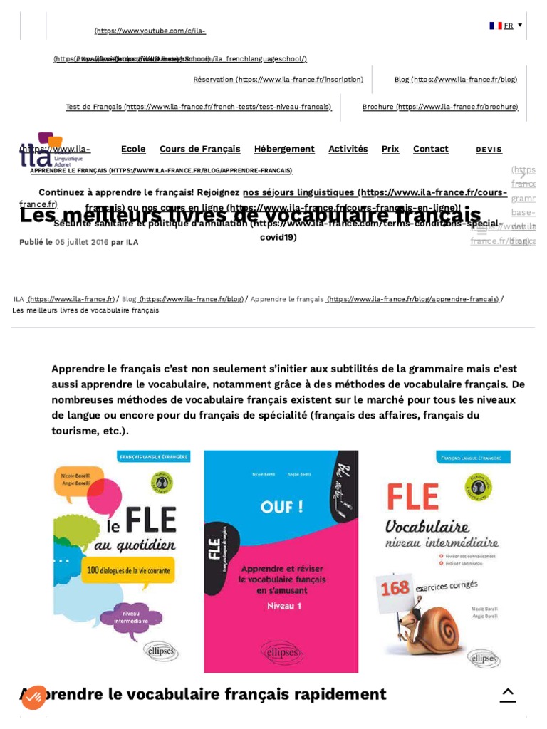 Les Meilleurs Livres Pour Apprendre Le Vocabulaire Français - ILA | PDF ...