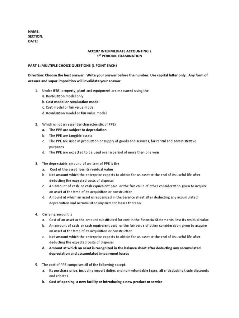 ACC107 P1 EXAM With Key Answer | PDF | Depreciation | Fixed Asset