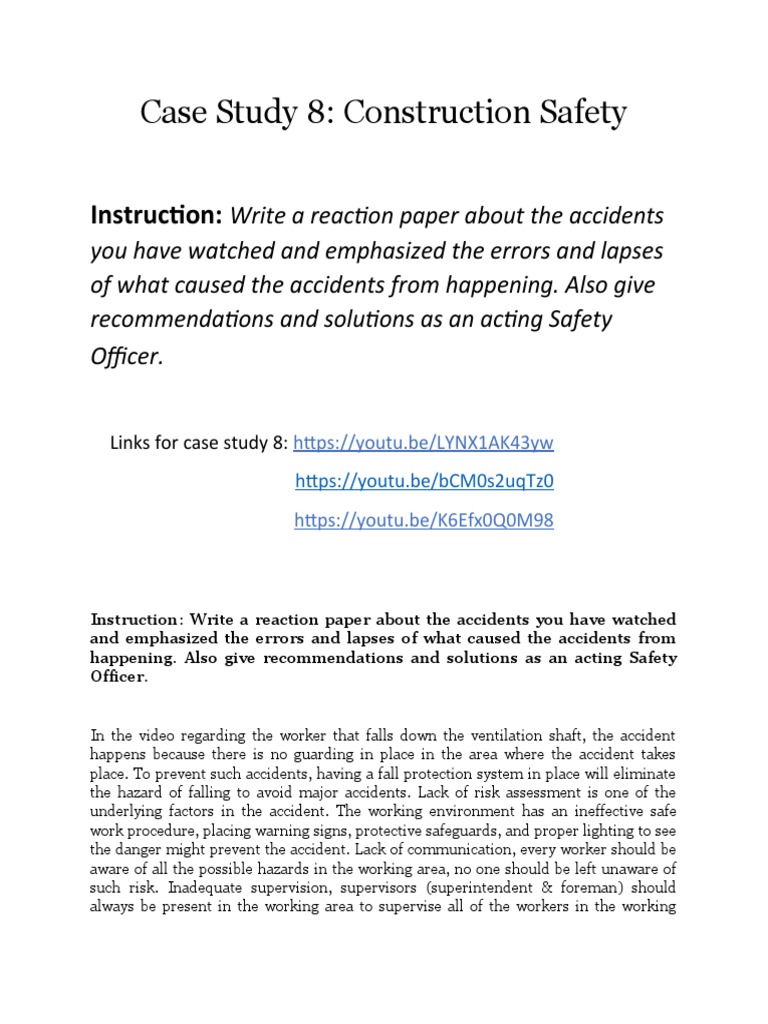Case Study 8 Construction Safety | PDF | Risk | Hazards