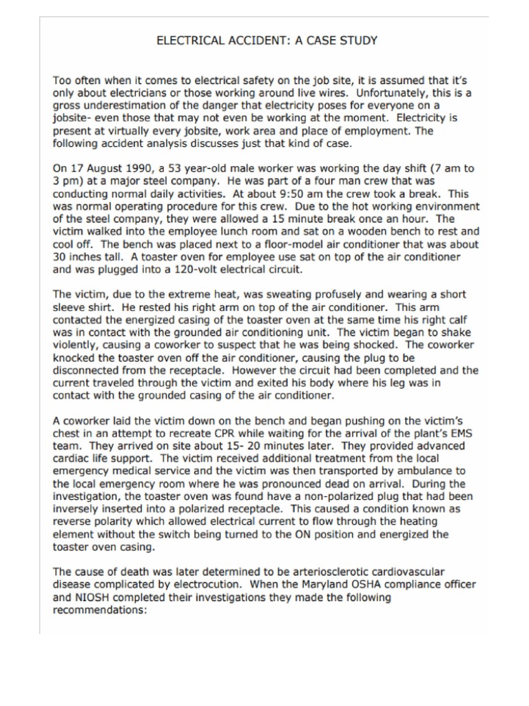 Recommendations for Preventing Electrical Accidents in the Workplace: A ...