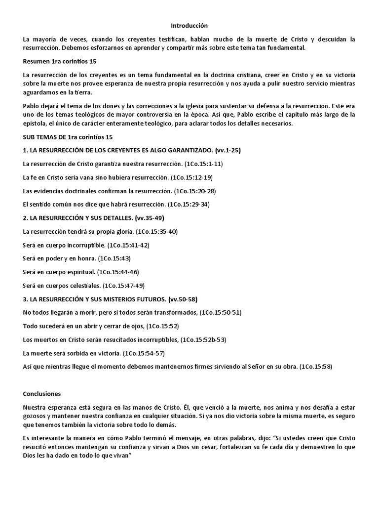 1 Corintios 15 | PDF | La resurrección de Jesús | Pablo el apóstol